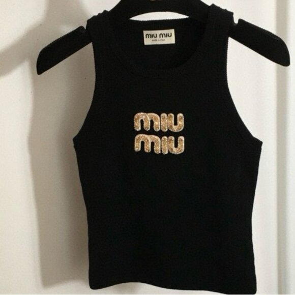Miu Miu | Tops | Miu Miu Black Tank Top Size Medium | Poshmark